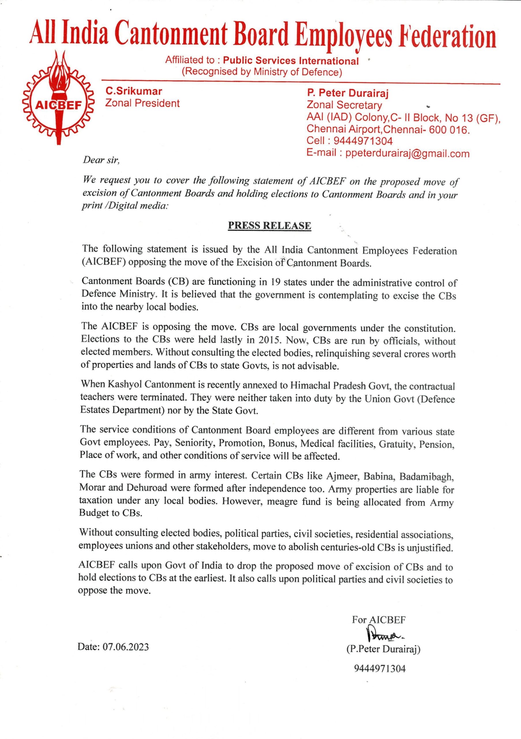 AICBEF Urges Government Of India To Drop Proposed Move Of Excision Of ...