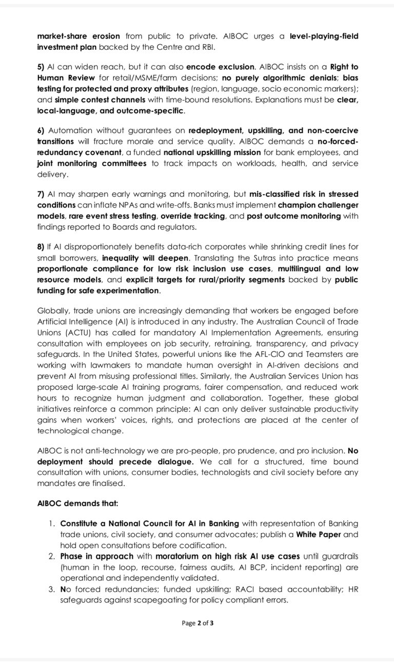 AIBOC Cautions Against Unilateral Rollout of AI Framework in Banking ...